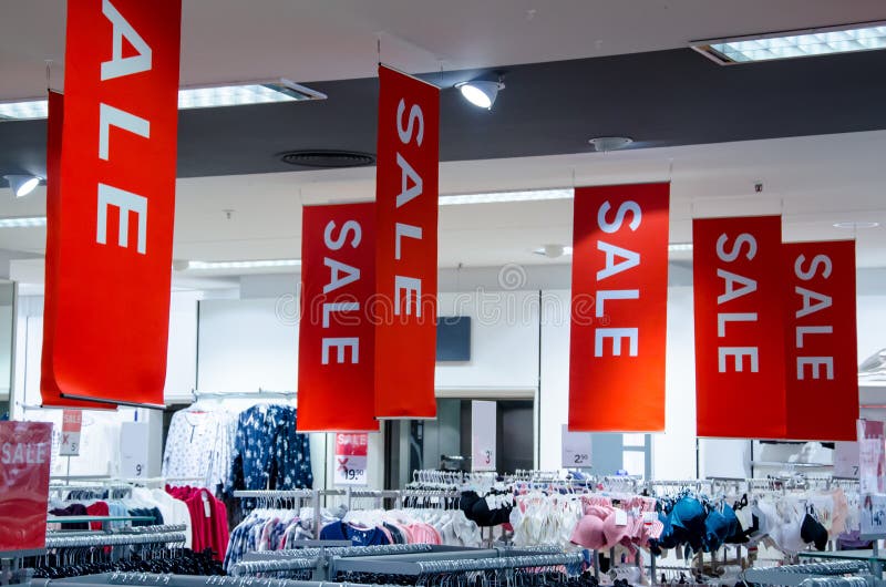 Signs of sale in the store stock photo. Image of holiday - 142273974