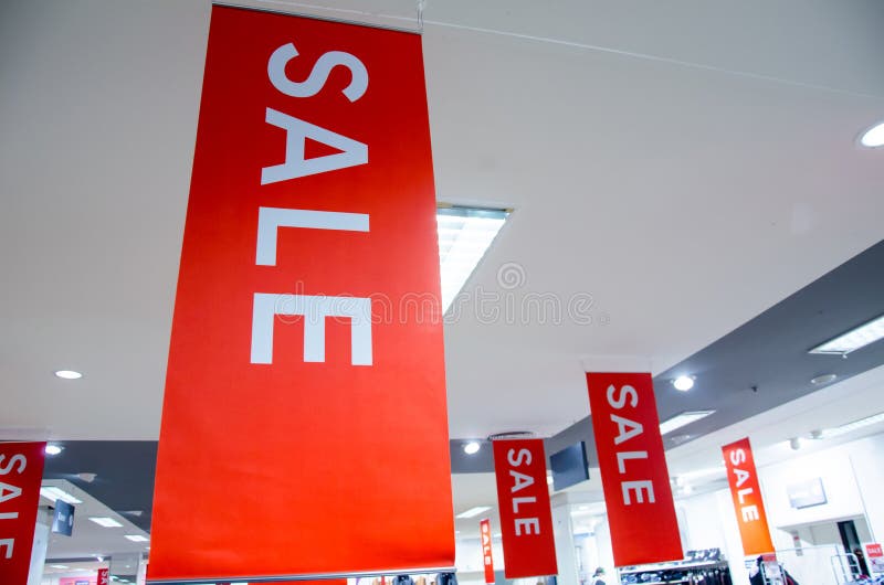 Signs of sale in the store stock image. Image of banner - 142273991