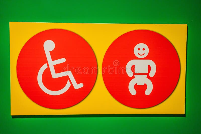 Signs for Small Children and Disabled People Stock Photo - Image of ...