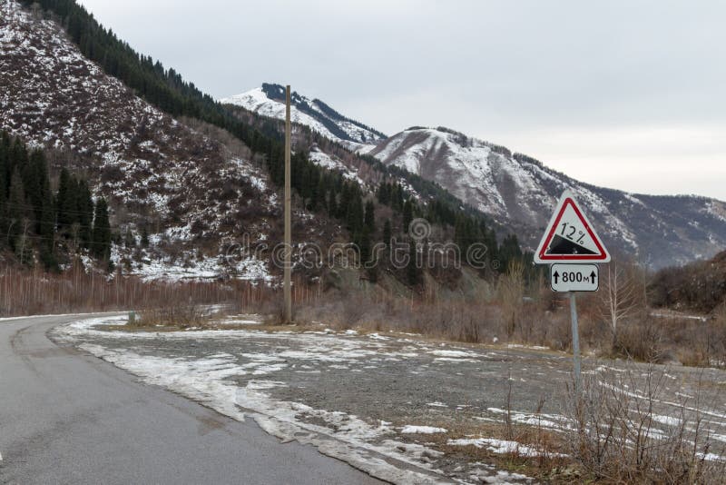Signs of a Steep Slope, and Distance Stock Image - Image of mountains ...