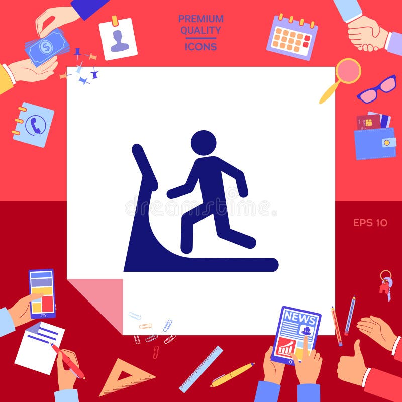 Man on treadmill icon stock vector. Illustration of strength - 110870686