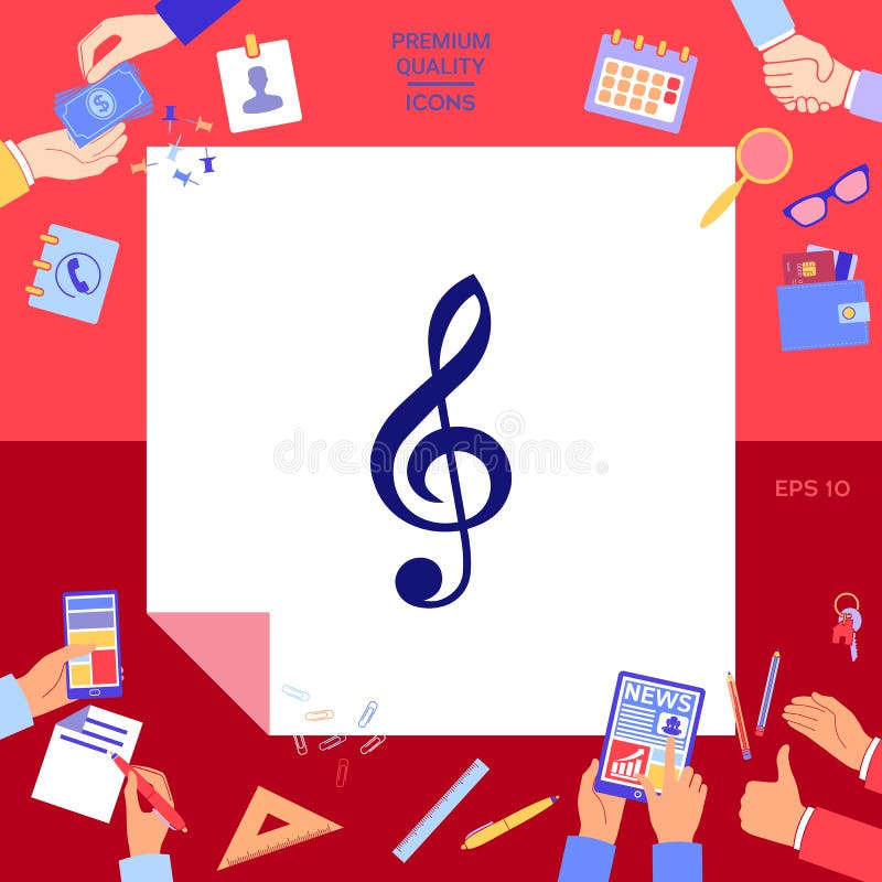 Treble clef icon stock vector. Illustration of pictograph - 111213455