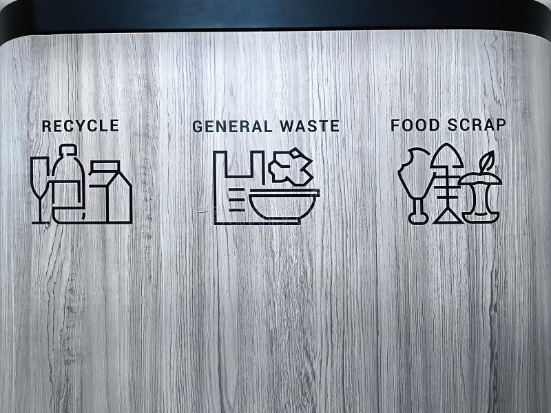 Signs and Symbols of Three Types of Garbage on Trash Bin Stock Image ...