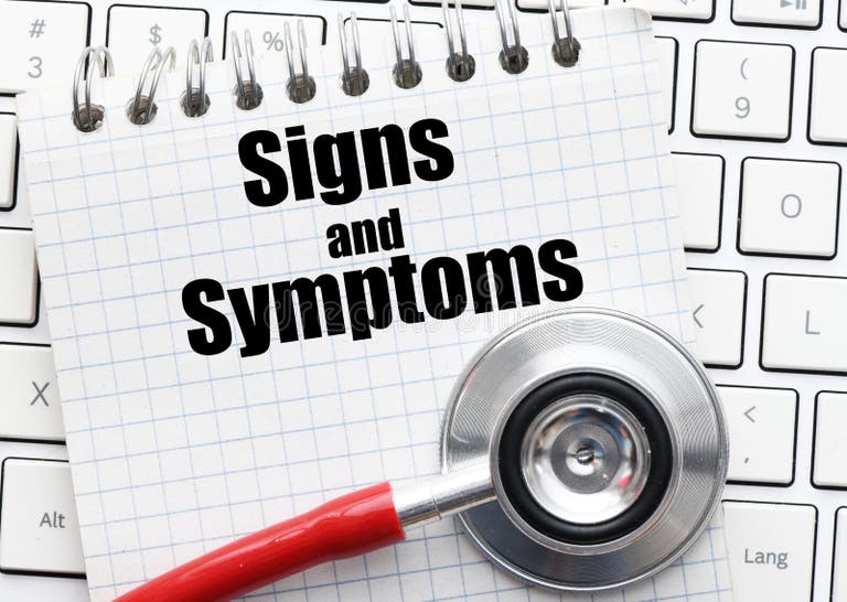 Signs and Symptoms Words Recorded in an Office Notebook Stock Photo ...