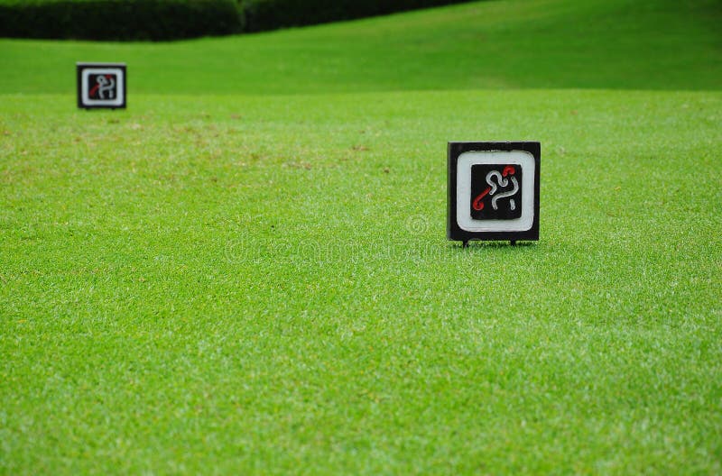 Signs at Tee Off in Golf Course Stock Photo - Image of game, golfing ...