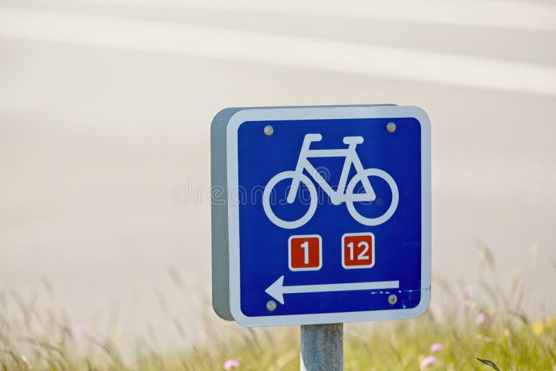 Signs with the Text Bike Path 1 and 2 Kilometer Stock Image - Image of ...