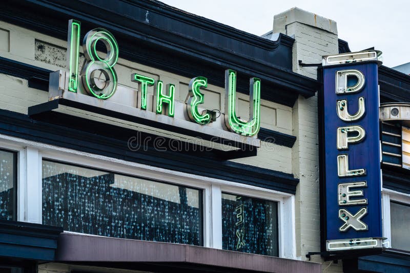 Signs on 18th Street in Adams-Morgan, Washington, DC Editorial ...