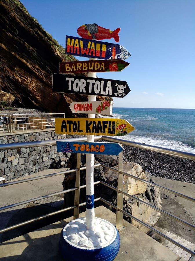 Signs with Vacation Destinations Editorial Image - Image of beach ...
