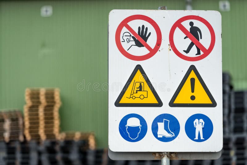 Signs Warn of Job Security. Stock Photo - Image of protection, road ...