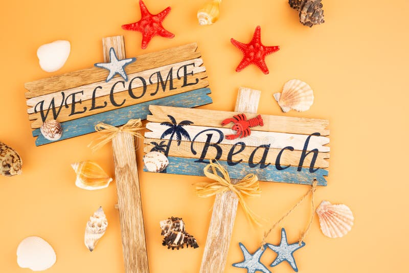 Signs welcome beach stock photo. Image of resort, black - 183311564