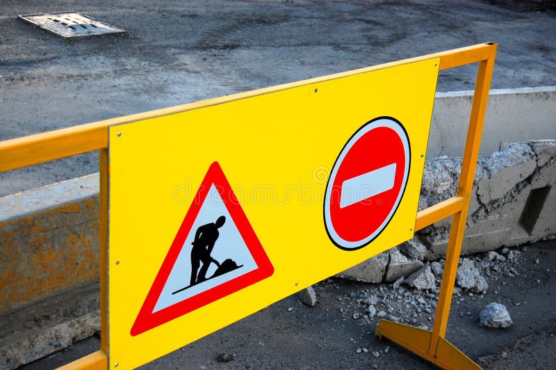 Road work signs stock image. Image of block, guidance - 25172293