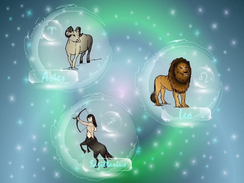 Signs Of The Zodiac Against The Starry Sky Stock Vector Illustration
