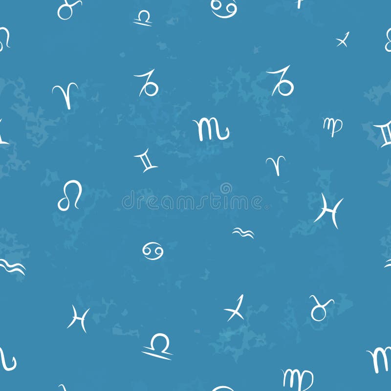 Signs of the Zodiac Blue Seamless Pattern Stock Illustration ...