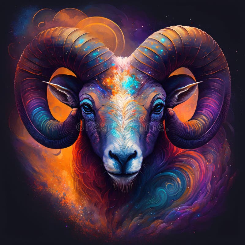 Head of a Ram on a Colored Background. Zodiac Sign Stock Illustration ...
