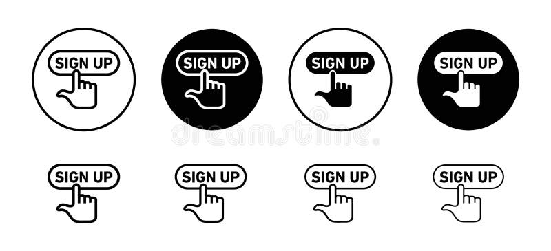 Signup Vector Icon Set Collection. Signup Outline Flat Icon Stock ...