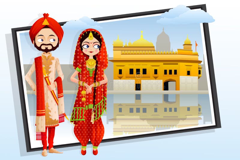 Sikh Wedding Couple stock vector. Illustration of fashion - 30668119