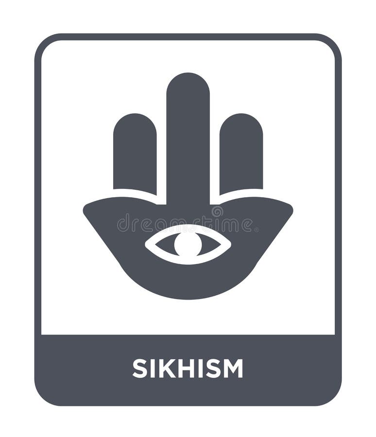 White Sikhism Religion Khanda Symbol Icon Isolated with Long Shadow ...