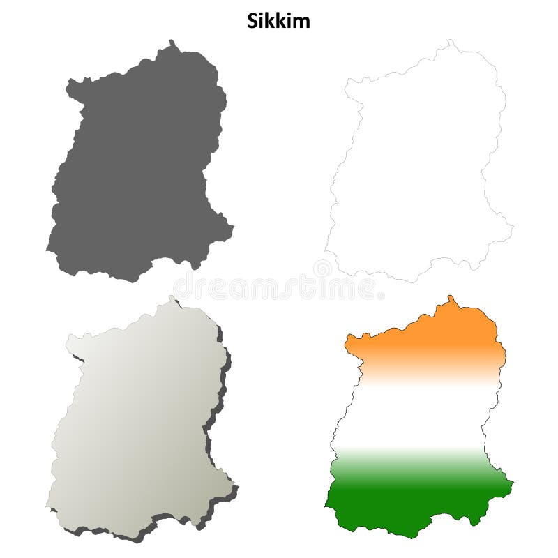 Sikkim Blank Detailed Outline Map Set Stock Vector - Illustration of ...
