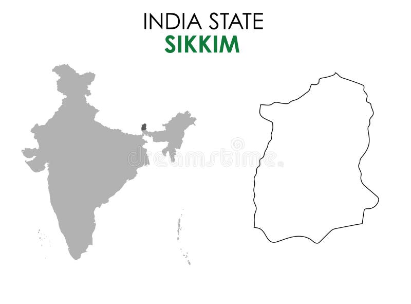 Sikkim Map of Indian State. Sikkim Map Vector Illustration Stock Vector ...