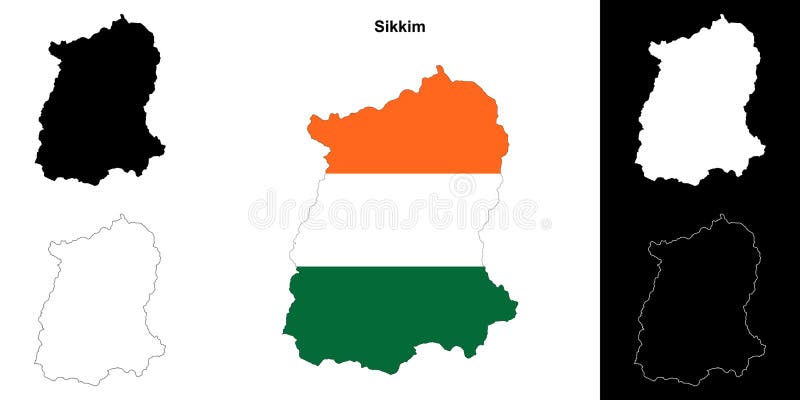 Sikkim outline map stock vector. Illustration of border - 323595328