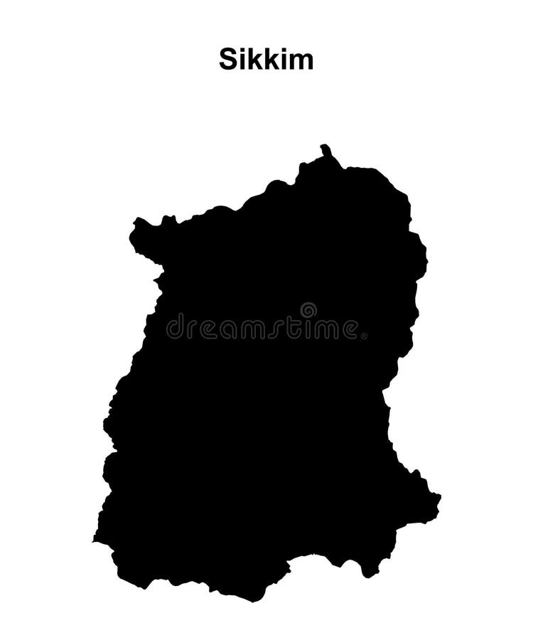 Sikkim outline map stock vector. Illustration of shape - 360434291