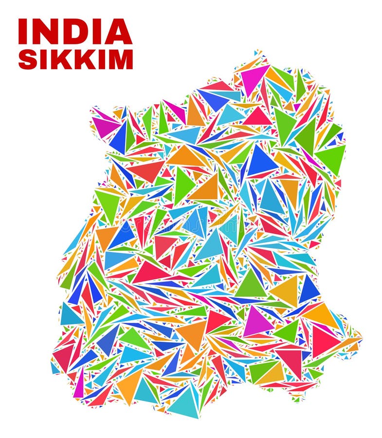 Mosaic Sikkim State Map of Round Elements Stock Vector - Illustration ...