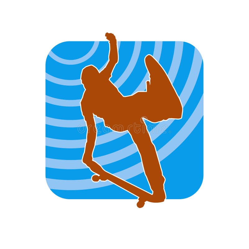 Silhouette of a Male in Action Pose on Skateboard. Stock Vector ...