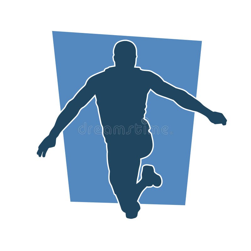 Silhouette of a Sporty Male Jump Pose. Stock Vector - Illustration of ...