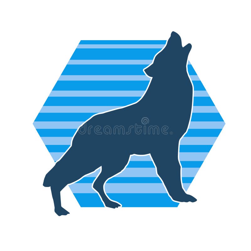 Silhouette of a Wolf Wild Animal Raising His Head Stock Vector ...