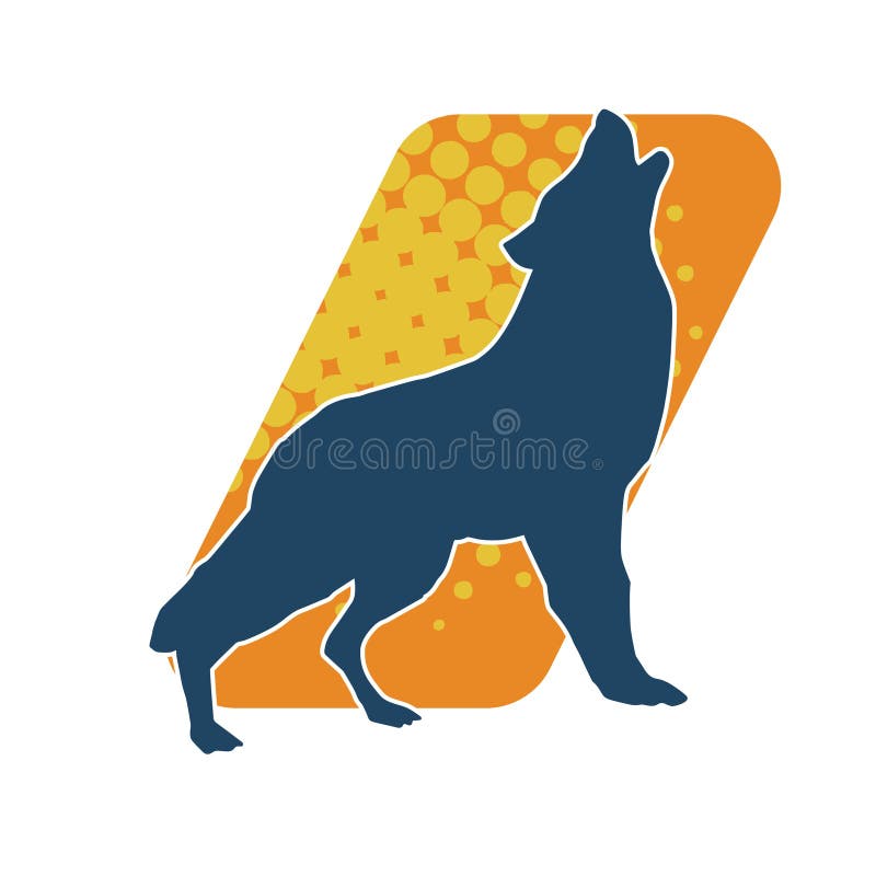 Silhouette of a Wolf Wild Animal Raising His Head Stock Vector ...