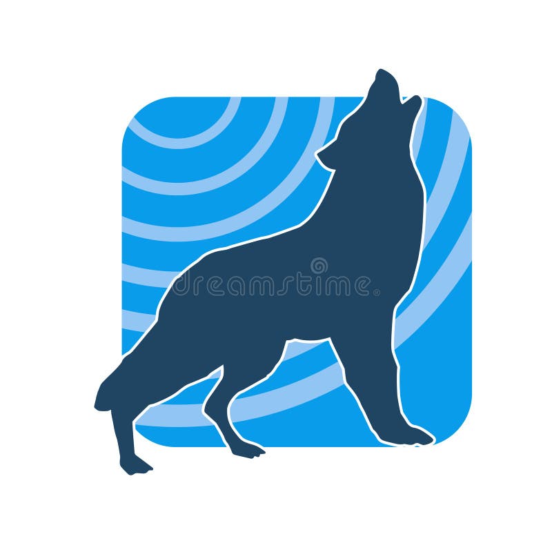 Silhouette of a Wolf Wild Animal Raising His Head Stock Vector ...