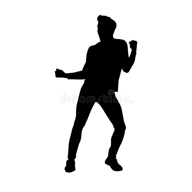 Silhouette of a Male Dancer in Action Pose. Stock Vector - Illustration ...