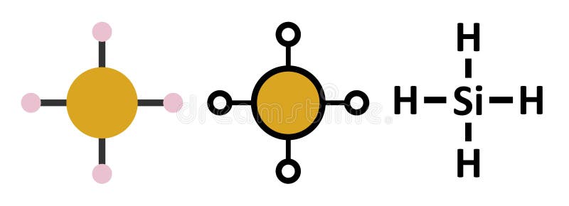 SiH4 silane molecule stock vector. Illustration of particle - 67028780
