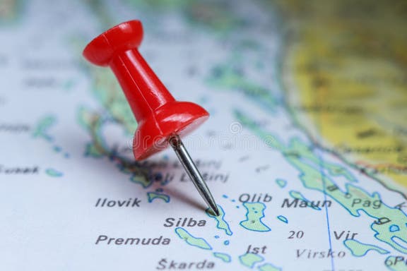 Silba Island, Croatia Pin on Map Stock Image - Image of place, macro ...