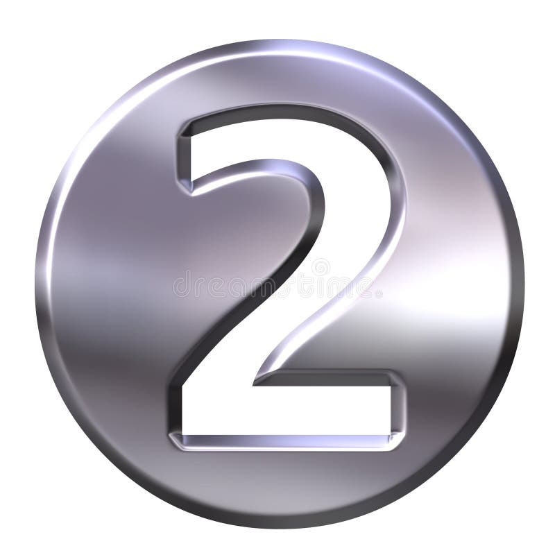 Silber-gestaltete Zahl 2 stock abbildung. Illustration von getrennt ...