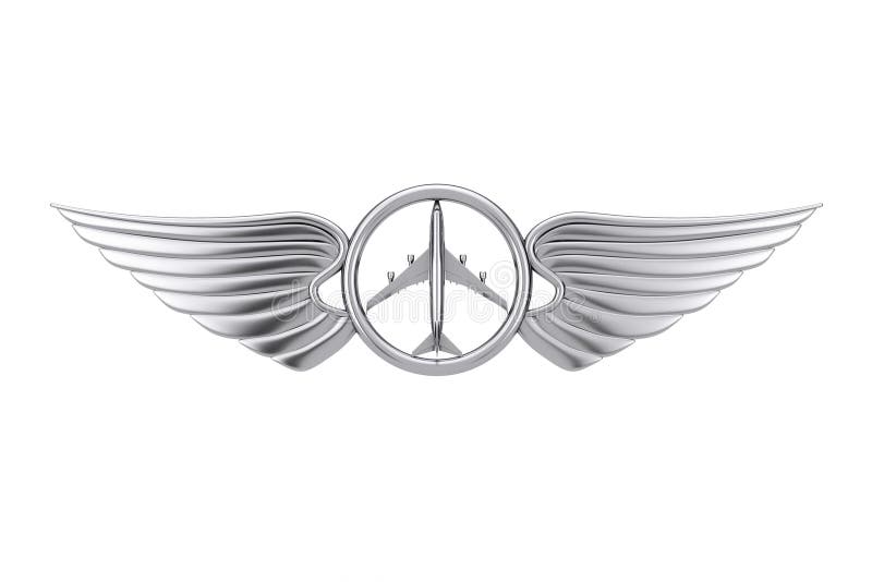 Silber-Pilot-Wing-Emblem, Abzeichen Oder Logo-Symbol 3d Rendering Stock ...