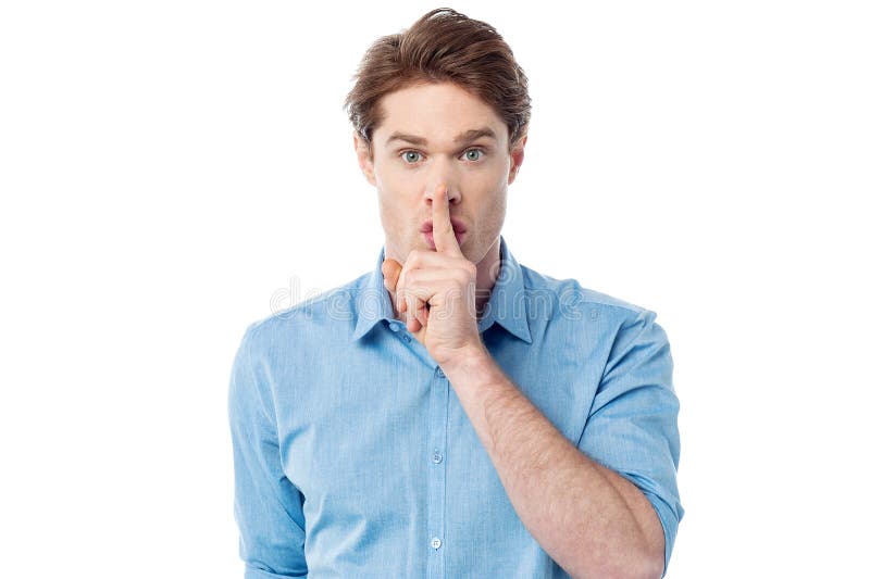 Silence gesture, shhhhh! stock photo. Image of caucasian - 38420926
