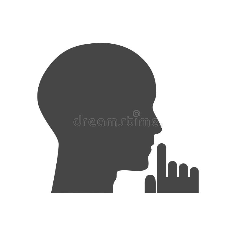 Black Silence Logo, Be Quiet Icon Stock Vector - Illustration of facial ...