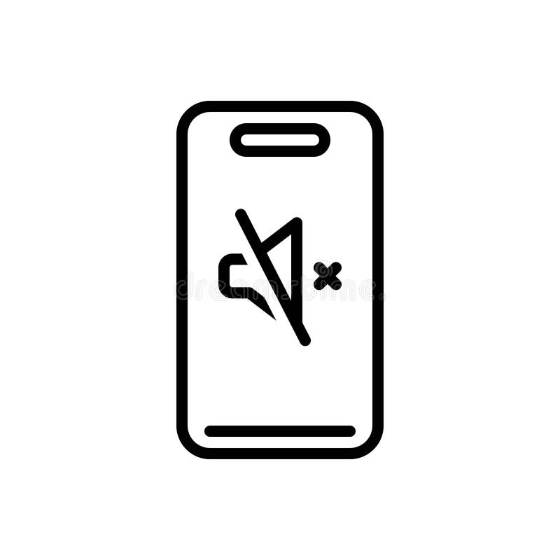Black Line Icon for Silence, Phone and Sound Stock Illustration ...