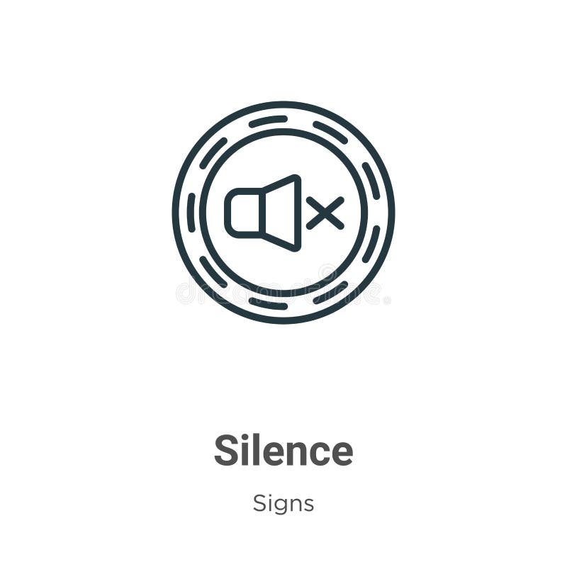 Silence Outline Vector Icon. Thin Line Black Silence Icon, Flat Vector ...