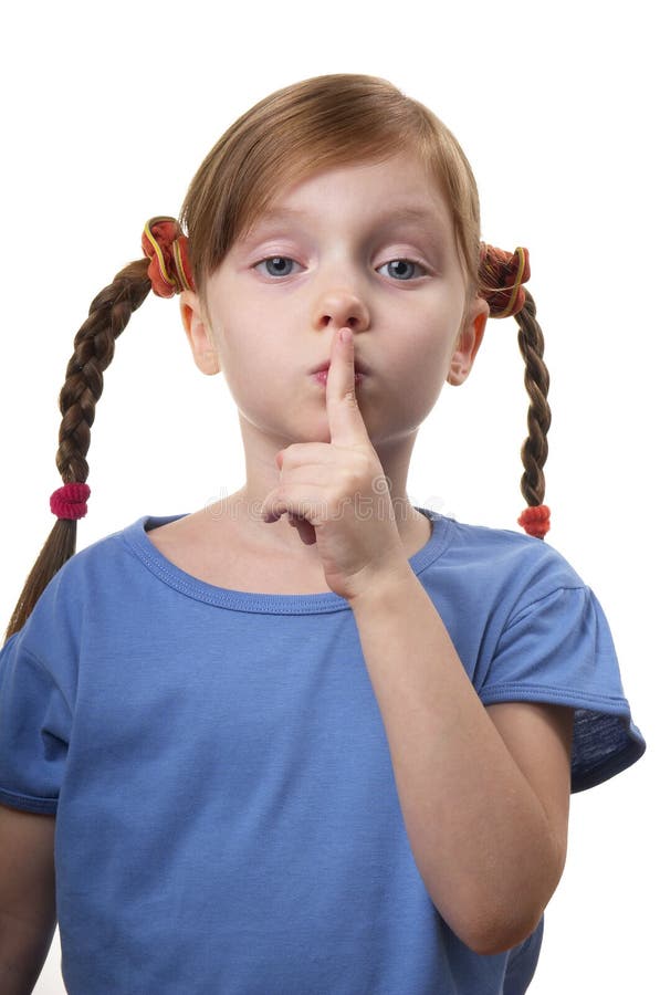 Little Girl Gesturing Silence Sign Stock Image - Image of quiet ...