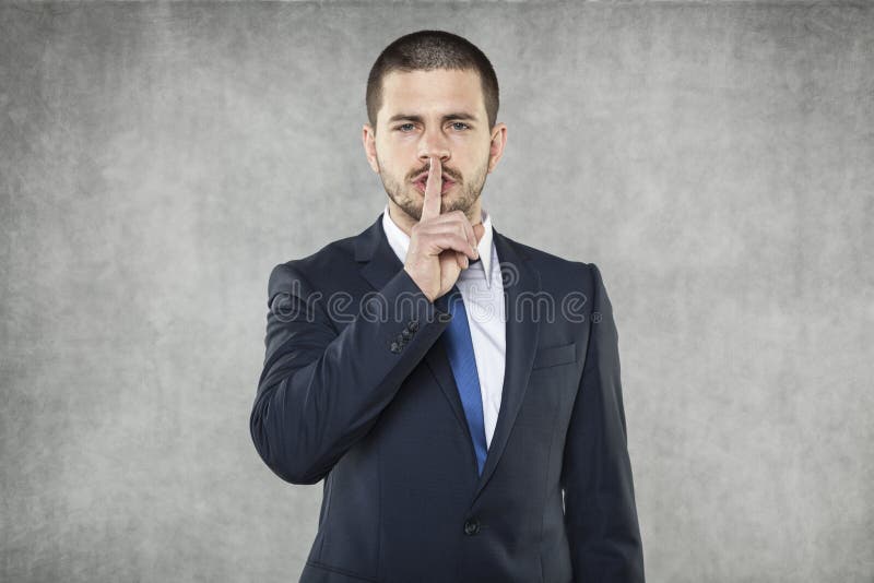 Silence Please, Businessman Doing Silence Sign Stock Photo - Image of ...