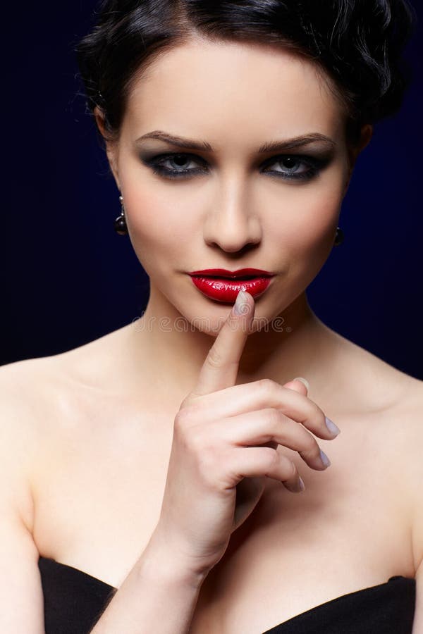 Portrait of Woman with Expression Silent Stock Image - Image of ...
