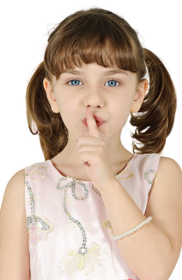 Little Girl Gesturing Silence Sign Stock Image - Image of quiet ...