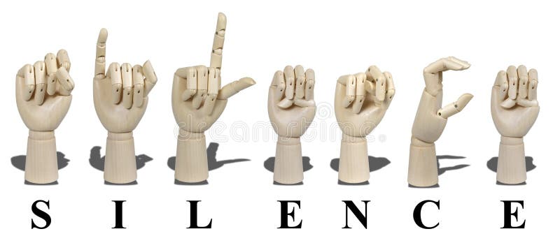 Silence Spelled Out in Sign Language Stock Photo - Image of sign ...