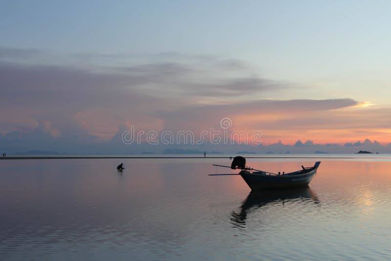Silence and Tranquility. Sunset Boat Stock Photo - Image of landscape ...