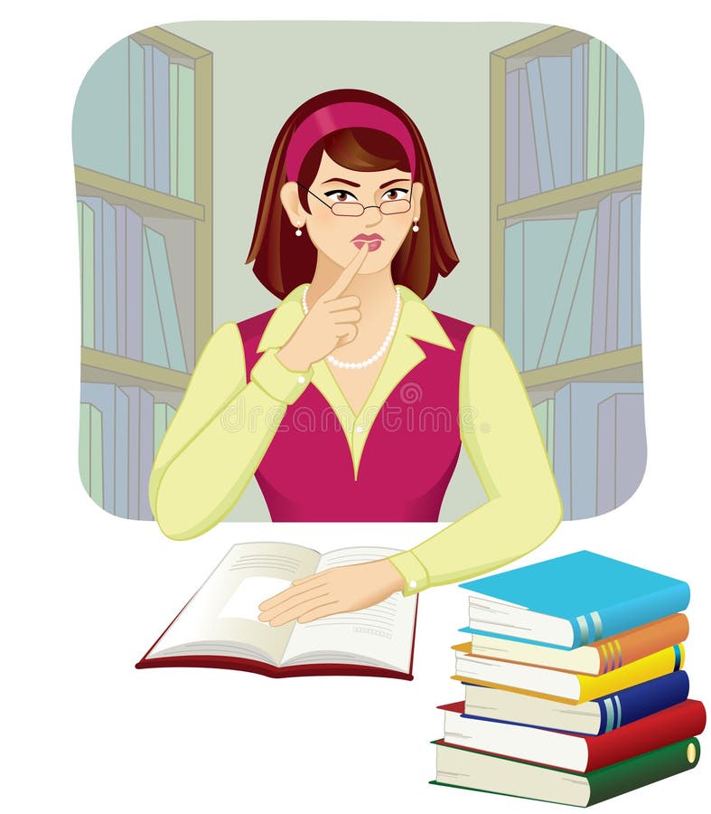 SilenceInLibrary stock illustration. Illustration of hair - 52668713