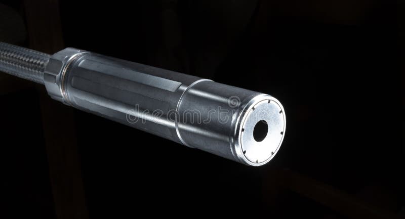 Silencer on a Gun Barrel with Black Background Stock Photo - Image of ...