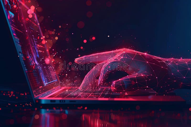 Silent Communication Portrayed by Hand Emerging from Laptop Screen in ...