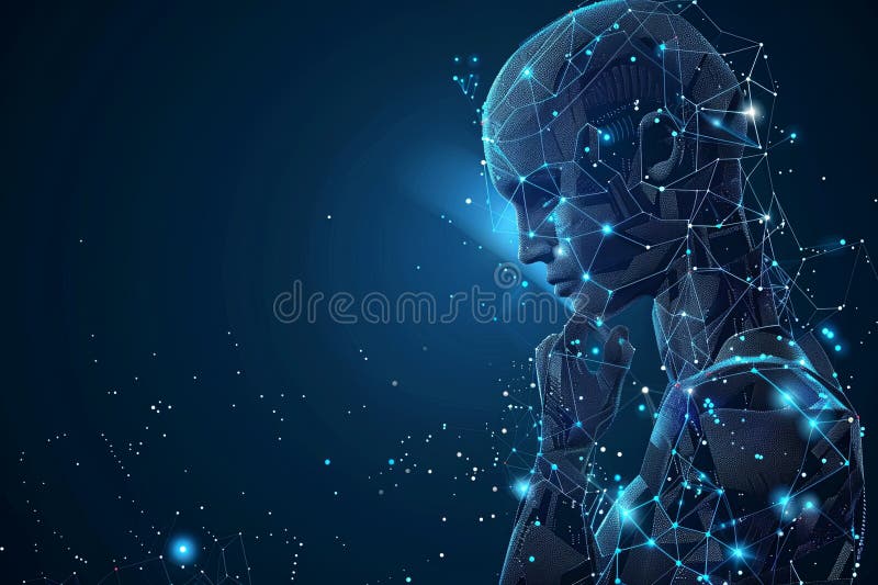 Silent Communication Portrayed by Techno Robot with Wireframe ...